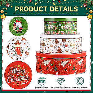 XEZEOS Christmas Storage Containers 3 Pack Christmas Cookie Tins with Lids Gingerbread Man Cookie Storage Containers Airtight Round Cookie Jars for Gift Giving Holiday Treats Baking Cake Container