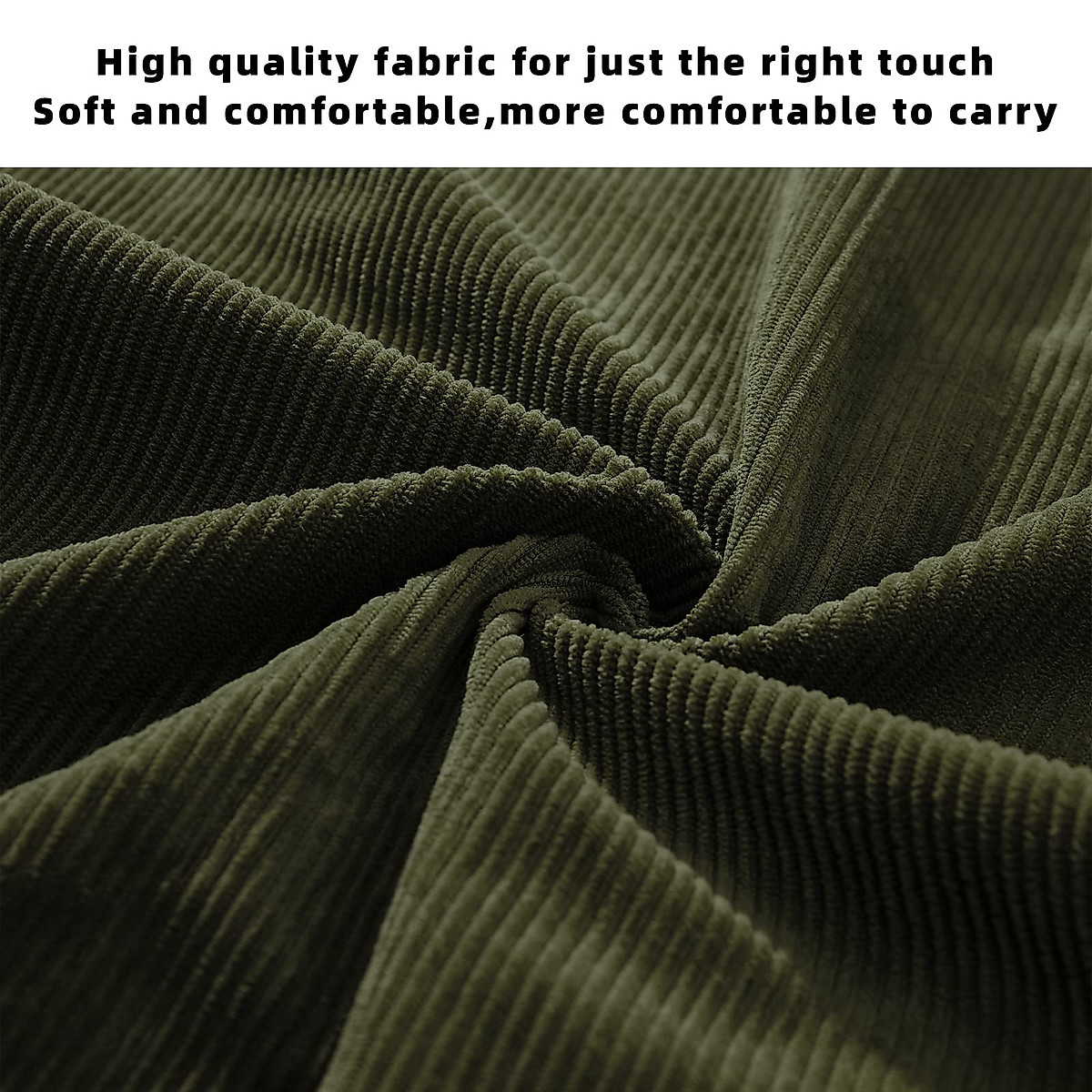 KALIDI Large Totes Bag Women Corduroy Shoulders Handbag Lightweight Shopping Purse with Zipper Pockets, Green