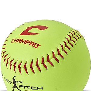 Champro Game ASA Fastpitch .47 COR, 375 Compression, Poly Synthetic Cover, Red Stiches (Optic Yellow, 12-Inch), Pack of 12