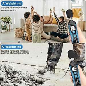 Decibel Meter, CURCONSA SPL Meter, Portable Sound Level Meter, 30dB to 130dB, LCD Display, can be Used in Homes, Factories and Streets(Blue)