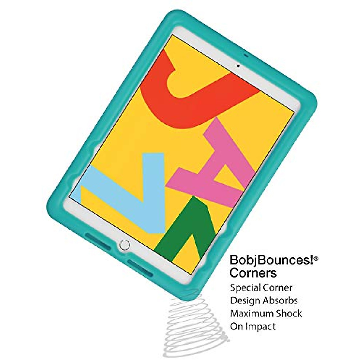 BobjGear Bobj Rugged Tablet Case for iPad 10.2 inch - 9th Gen (2021), 8th Gen (2020), 7th Gen (2019) Kid Friendly (Terrific Turquoise)