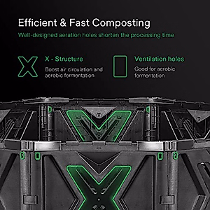VIVOSUN Compost Bin 720L (190 Gallon), Outdoor Composter with Rainproof Cloth & X-Shaped Construction; Compost Barrel for Fast Creation of Fertile Soil