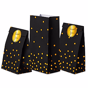 ROYAL BLUEBONNET Pink and Gold Confetti Gift Bags -Set of 24- Pink Paper Goodie Bags and Stickers – Baby Shower Favor Bags, Pink and Gold Party Decorations, Pink Party Supplies, Pink Candy Bags