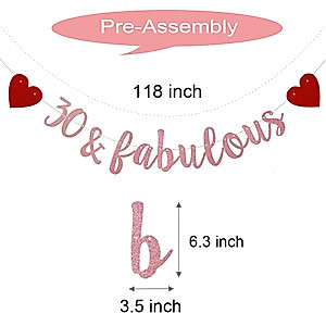 WEIANDBO 30 & Fabulous Rose Gold Glitter Banner,Pre-Strung,30TH Birthday/Wedding Anniversary Party Decorations Bunting Sign Backdrops,30 & fabulous