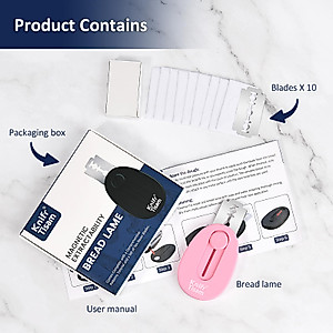 KNIFRTISAM Extractable & Magnetic Bread Lame Dough Scoring Tool, Professional Sourdough Scoring Tool for Sourdough Bread Baking & Bread Making Tools 10 Razor Blades- Pink