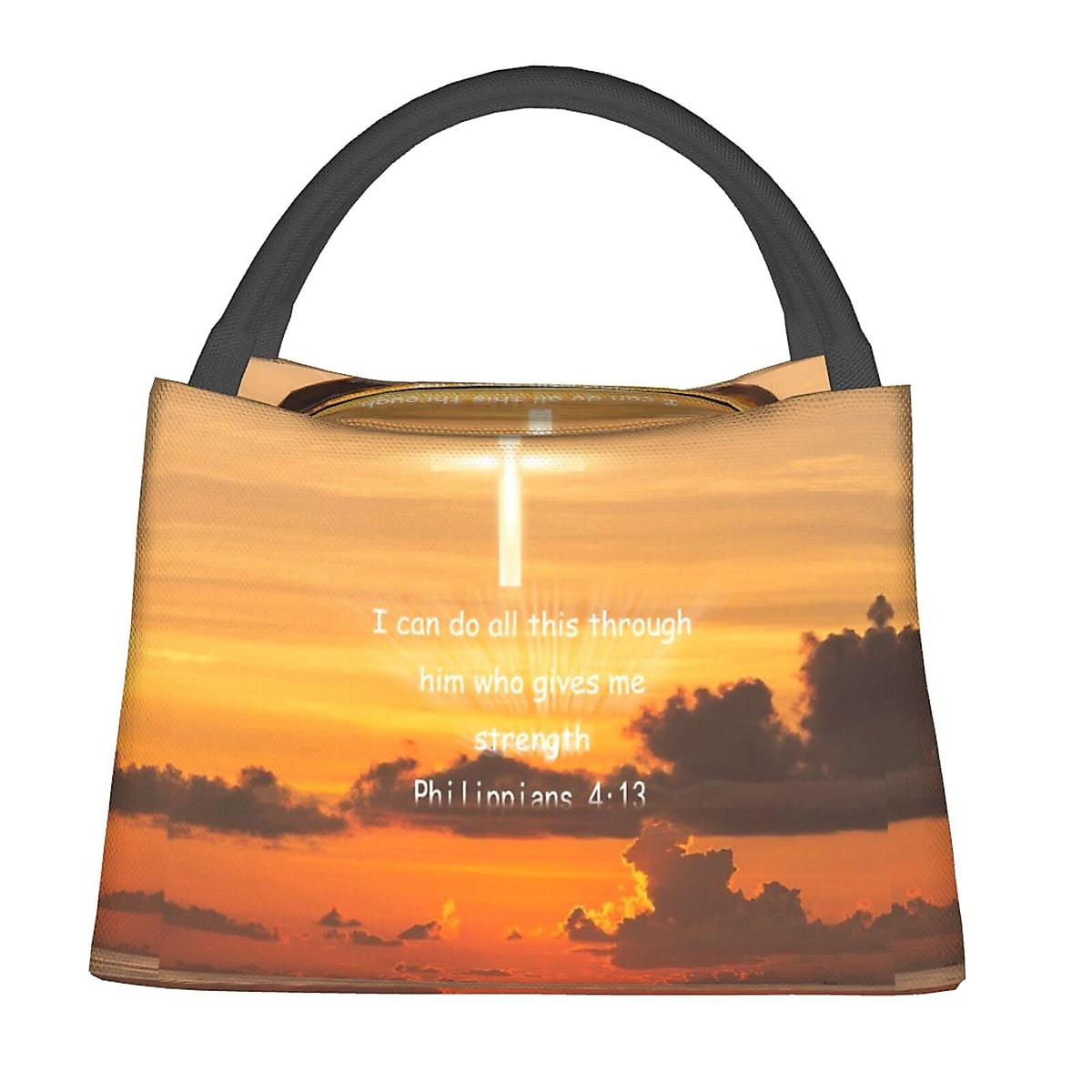 MANQINF Jesus Lunch Bag Bible Verse Lunch Box Large Capacity Cross Insulated Lunch Box Tote Reusable Lunch Box