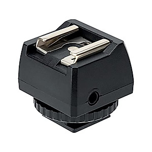 JJC Standard Hot Shoe Adapter with Extra PC sync Connection Port & 3.5mm Mini Phone Connection Port for Connecting Cameras to Additional Off-Camera Flash,Studio Light,Strobes or Other Accessories