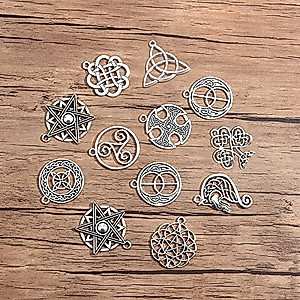 SUNNYCLUE 20Pcs Celtic Knot Charms Pagan Charms Pendants Antique Silver Charms DIY Jewelry Making Bracelets Necklace for Beginners Adults