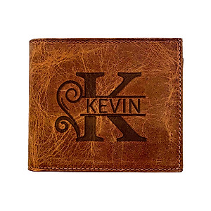 Personalized Leather Wallet for Men, Anniversary Gifts for Husband, Personalized Birthday Gifts for Dad, Boyfriend, Son, Fiance, Fathers Day Gifts, Custom Wallets for Men, Leather Men Wallet