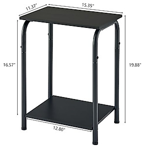 Tajsoon Small End Table with 2 Tier Storage Shelves, Small Side Table for Small Spaces, Sofa Table, Bedside Table, Small Table for Living Room, Bedroom, Sturdy Frame & Easy Assembly