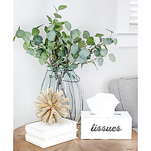 AuldHome Design White Rectangular Tissue Box, Rustic-Style Distressed Enamelware Oblong Tissue Cover Holder