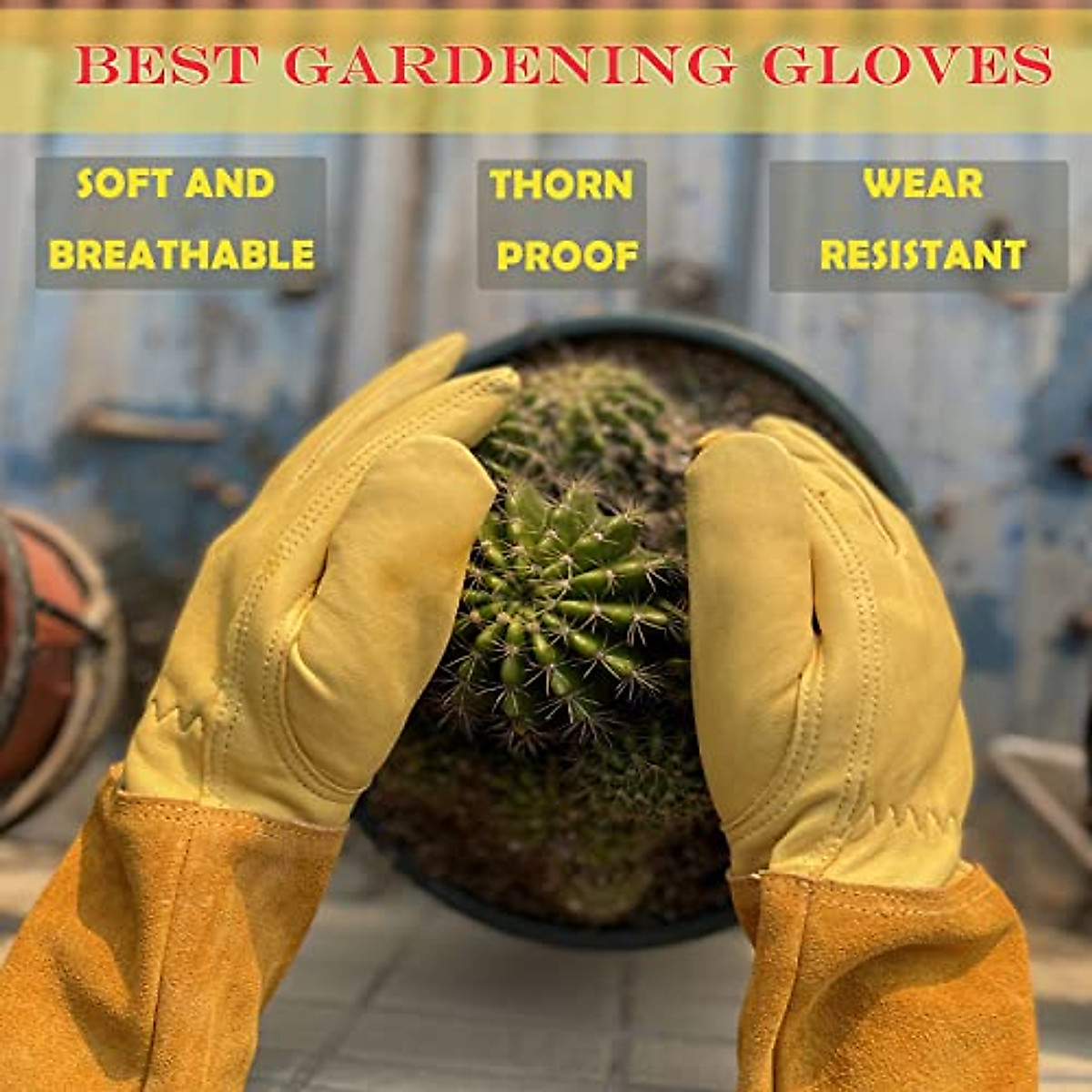 AOUCHI Large Size Thorn-Proof Gardening Gloves, Protective and Adjustable