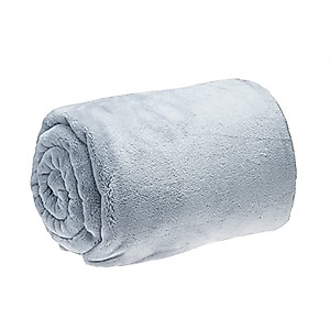 Dwell Studio Throw Blanket- Soft, Decorative Blankets for Bed or Couch, Cozy Throws for Sofa, Plush Light Blue Fleece Throw, 50 inches x 60 inches, with Wood Hanger