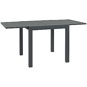 Outsunny Expandable Patio Dining Table for 4-6, 35.5" -70.75" Aluminum Extendable Outdoor Dining Table, Square/Rectangular Patio Table for Garden, Backyard, Poolside, Deck, Gray