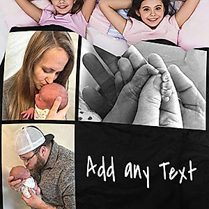 Personalized Picture Text Throw Blanket Custom Blankets with Photos Customized Valentine's day Wedding Christmas Birthday for Father Friend Couples Boyfriend Girlfriend Mothers Sister Dogs 50"x40"