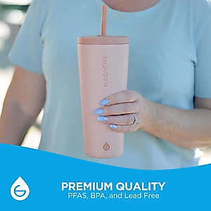 GROSCHE Jasper 23oz Tumbler with straw. Extreme Insulation, Classy Design, Built to Last, Insulated Stainless Steel Tumbler with Lid and Straw - Pink