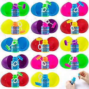 JOYIN 36 Pcs Easter Eggs Bubble Wands for Kids Prefilled Easter Eggs with Toys Inside for Basket Stuffers, Easter Children Fun, Hunt Game, Easter Décor Gifts and Party Favors
