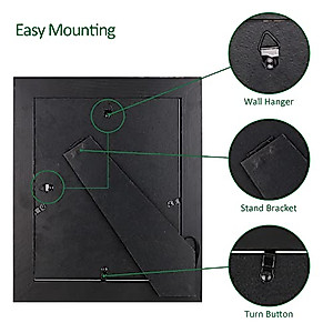 Robhomily 8x10 Black Picture Frame Solid Textured Wood with Real Glass, 8X10 Rustic Farmhouse Distressed Photo Frame for Wall or Tabletop Display, 8x10 Black Wood Frame for Home and Office Decor