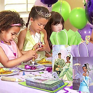 JWSeeMe 12 Pcs Princess Tiana Party Supplies Gift Bags Paper Candy Bags Birthday Party Favors for Boys Girls, 2 Patterns 1
