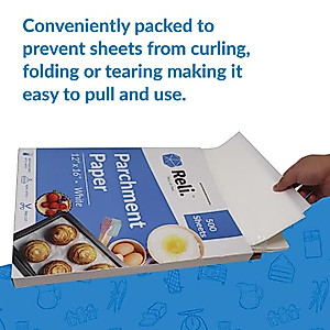 Reli. 500 Pcs Parchment Paper Sheets, Bulk | 12x16 in. | White Parchment Sheets/Baking Sheet Paper | Non-Stick, Pre-Cut Pan Liners | Parchment Paper Sheets for Baking, Air Fryer, Grilling