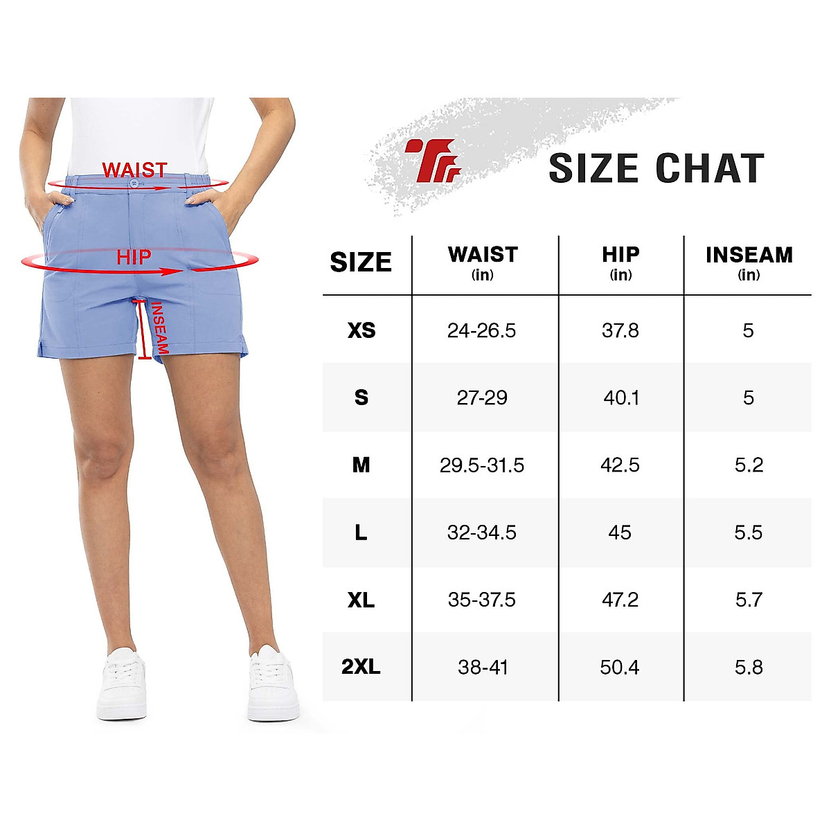 TBMPOY Women's 5'' Golf Hiking Shorts Quick Dry with 5 Pockets Stretch Athletic Casual Summer Trip Water Resistant Blue Purple XL