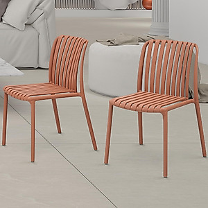 Werph Modern Outdoor Dining Chairs Set of 2, All-Weather Resin Stackable Chairs, Patio Dining Chairs with High Back, Kitchen, Restaurant,Orange