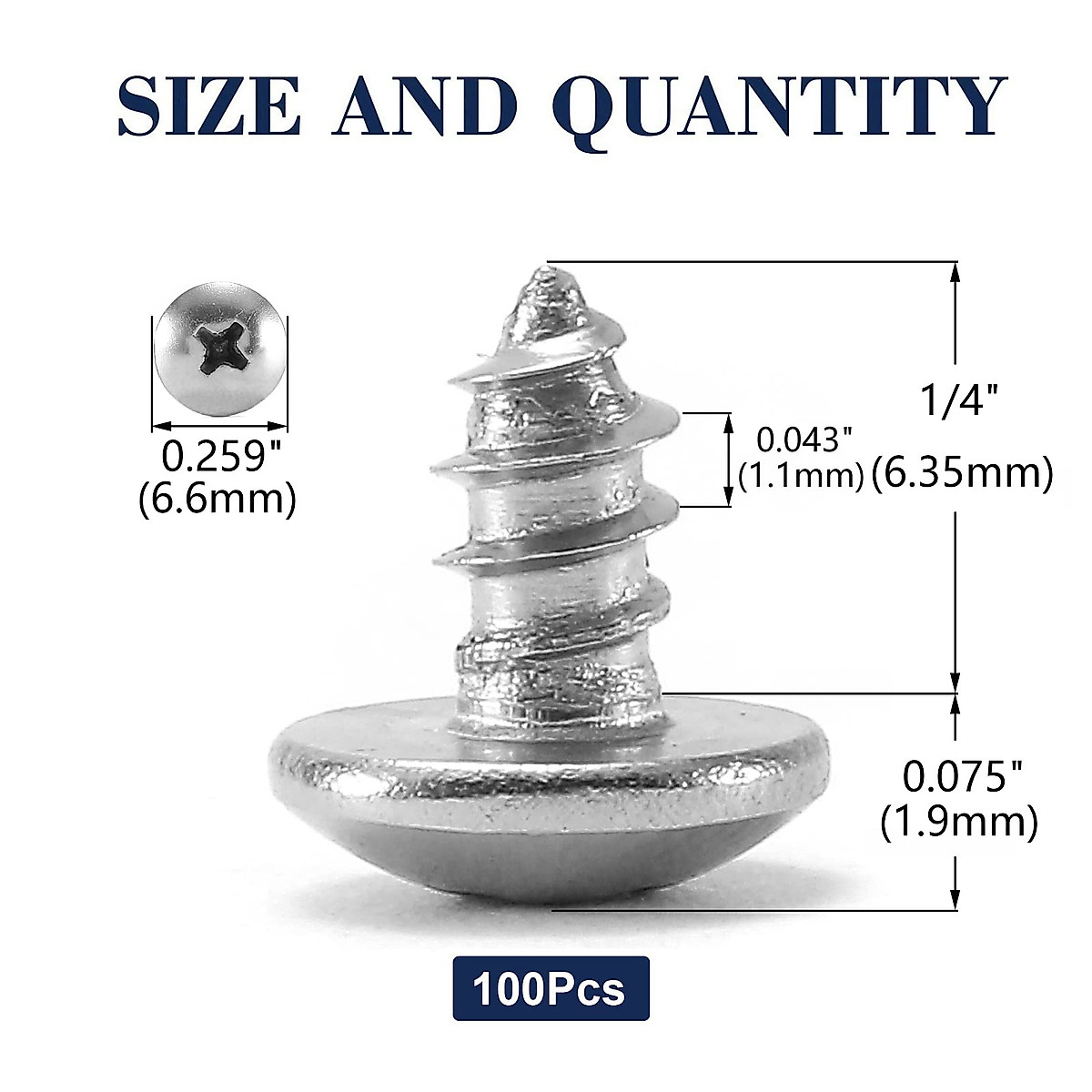 #4 x 1/4" Wood Screw 100Pcs Truss Head Phillips 18-8 (304) Stainless Steel Fast Self Tapping Screws by SG TZH