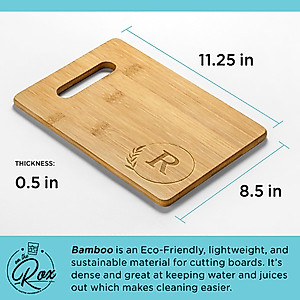 On The Rox Monogrammed Cutting Boards - 9” x 12” A to Z Personalized Engraved Bamboo Board (R) - Large Customized Wood Cutting Board with Initials - Wooden Custom Charcuterie Board Kitchen Gifts