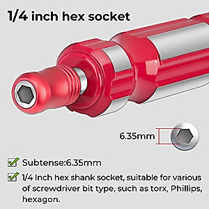 Tonsiki 1/4'' Quick Change Bit Driver, Magnetic Tip Screwdriver Handle for Holding Bits, Quick Release Bit Holder for Hex, Torx, Phillips, Slotted, Robertson Square Bits, 138mm Long