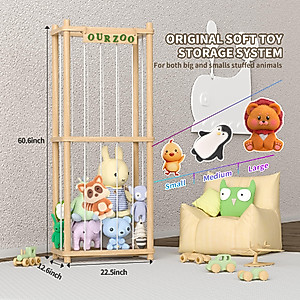 Eniffbaa Stuffed Animal Zoo Stuffed Animal Storage Wood Soft Toy Shelf Nursery Room Organizer Zoo Cage for Stuffed Animals with Zoo Pattern Gift for Nursery PlayRoom Bedroom KidRoom Chirstmas Gift