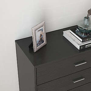 Panana Dresser for Bedroom with 5/6 Drawers, Wooden Chest of Drawers, Storage Organizer Unit Dressers for Bedroom, Living Room, Hallway, Nursery (Black, 5 Drawer)