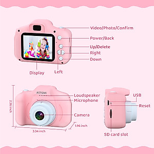 Kids Digital Camera - HD Upgrade for Girls & Boys Age 3-10 - 32GB SD Card, Silicone Cover, Christmas & Birthday Gifts