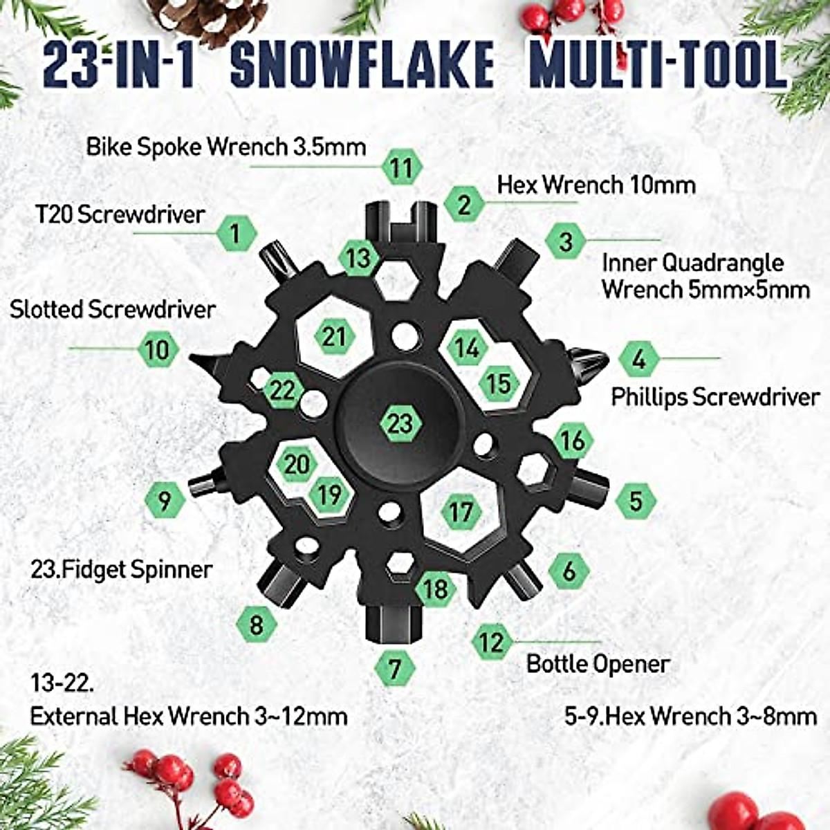 Stocking Stuffers Ideal Gifts for Christmas, Men, Dad, Husband, Boyfriend,46-in-1 Wallet Multitool Credit Card and Pocket Snowflake Multi Tools Cool Gadgets Tools Anniversary Birthday Gift