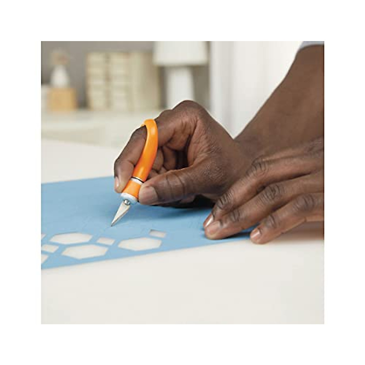 Fiskars Softgrip FingerTip Art Knife, Finger-Handicraft Knife/Blade, for Right- and Left-Handed People, Total Length: 10,7 cm, Quality Steel/Plastic, Orange, 1024409