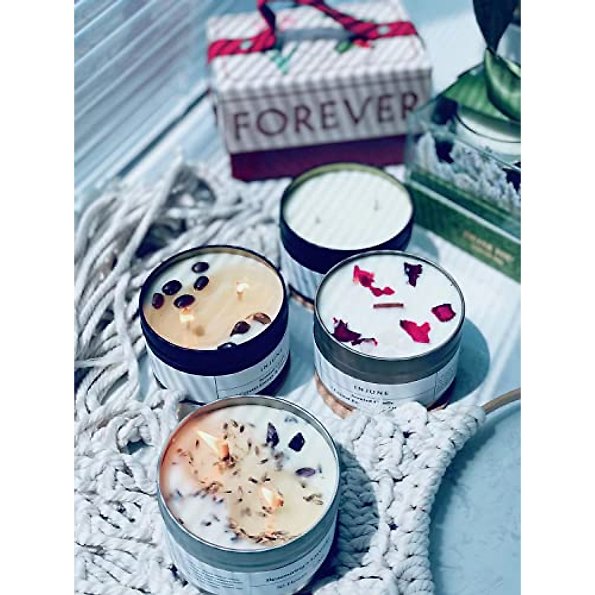 Lavender Candle Aromatherapy Candles Gifts for Women, Christmas Gifts, Lucky Charms Candle with Crystals Inside, 7.2oz Lavender Healing Candles for Balance/Cure/Energy