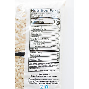 Preferred Popcorn Organic White Popcorn, 28 Ounce Bag, Pack of 4, 30 Servings Per Bag