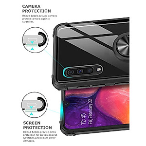 GREATRULY Kickstand Case for Samsung Galaxy A50 / A50s,Drop Protection Clear Case for Galaxy A50 / A50s,Slim Phone Cover Shell,Soft Bumper + Hard Back + Ring Stand Fits Magnetic Car Mount,Black