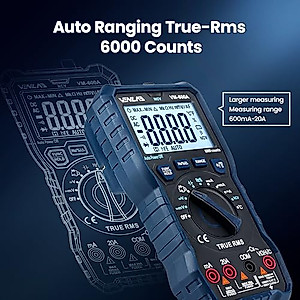 VENLAB Digital Multimeter TRMS 6000 Counts Volt Amp Meter Ohm Auto-Ranging Multimeter Tester with NCV,Measures Voltage Current Resistance Diodes Continuity Duty-Cycle Capacitance Temperature