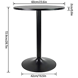 KKTONER Round Bar Table 23.6-Inch Top for Cocktail Bar Pub Dining Bistro (28.7H, Black)