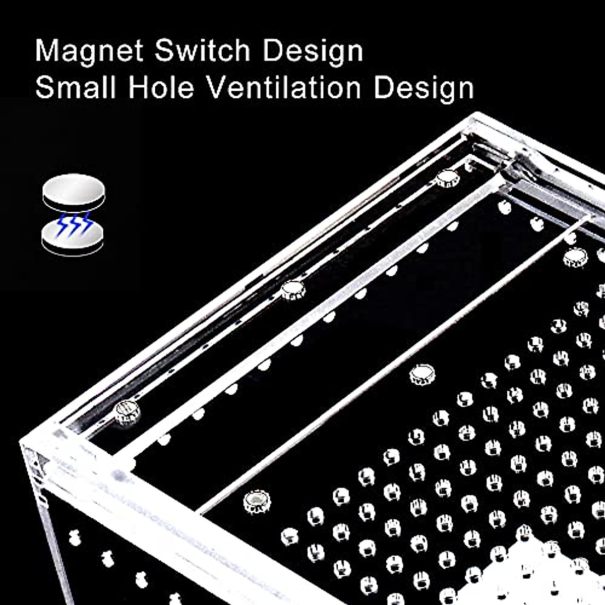 NANEEZOO Magnetic Acrylic Enclosure, 10x6x6 Inch Tall Long Case Reptile Habitat Terrarium cage for Terrestrial Arboreal Tarantula Scorpion Sling Isopods Lizards Invertebrates Insect Mantis