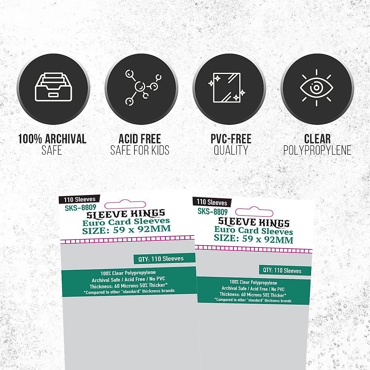 Sleeve Kings Euro Card Sleeves (59x92mm) - 110 Pack, 60 Microns