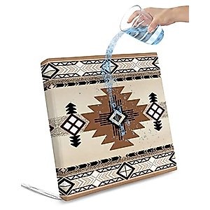LBDOMOV Boho Western Outdoor Waterproof Cushion Chair Cover Set of 4, Patio Furniture Sofa Couch Seat Cushions Protector Slipcover with Ties, Southwest Native American Indian Geometry 22''x22''x4''