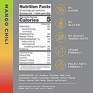 LMNT Keto Electrolyte Powder Packets | Paleo Hydration Powder | No Sugar, No Artificial Ingredients | Mango Chili | 30 Stick Packs