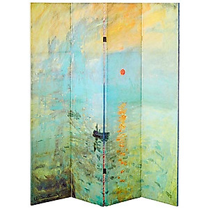 Oriental Furniture 6 ft. Tall Double Sided Works of Monet Canvas Room Divider - Impression Sunrise/Houses of Parliament