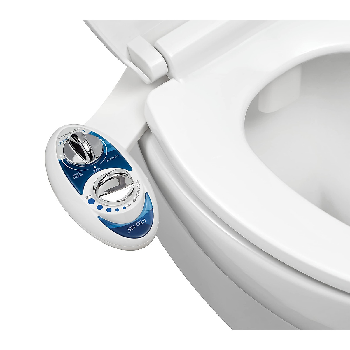 Bio Bidet by Bemis SlimEdge 2-Pack of Freshwater Attachments, White, Non-Electric & LUXE Bidet NEO 185 - Self-Cleaning, Dual Nozzle, Non-Electric Bidet Attachment for Toilet Seat, Adjustable