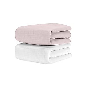 Newton Baby Organic Fitted Crib Sheets (2-Pack) - 100% Breathable and Ultra-Soft, 100% Organic Muslin Cotton, Sunrise Pink + White, Fits All Standard Cribs