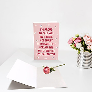 Chenive Funny Sister Birthday Card, Proud Of You Card for Sister, Congratulations Card for Sister Sis, Sister Graduation Card, New Job Card for Sister