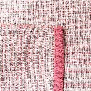 SAFAVIEH Montauk Collection Area Rug - 8' x 10', Pink & Fuchsia, Handmade Flat Weave Cotton, Ideal for High Traffic Areas in Living Room, Bedroom (MTK250U)