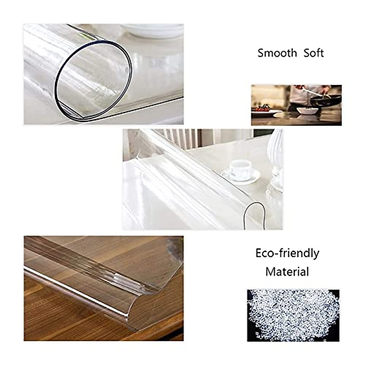 Clear PVC Desk Chair Mat 2mm Rectangle Plastic Vinyl Floor Carpet for Kitchen for Hard Floor, Transparent Nonslip Wear Resistant Desk Mat for Office Hallway Kitchen,30/40/50/60/70cm Wide for Office &