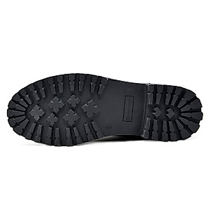 Bruno Marc Men's Engle-01 Black Motorcycle Combat Oxford Boot Fur Lining Warm Zipper Boots Size 11 M US